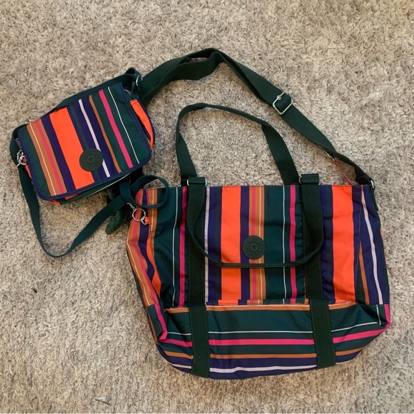 Kipling | Bags | Kipling Striped Travel Bag 2piece Set | Poshmark